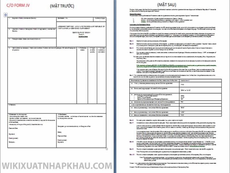 CO Form VJ Là Gì? Mẫu CO Form VJ Và Điều Kiện Xin CO Form VJ